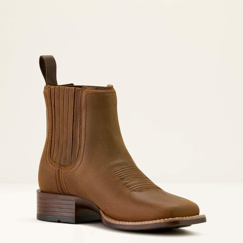 ARIAT Booker Chelsea Wide Square Toe Western Boots, Brown – Ak'kin Footwear
