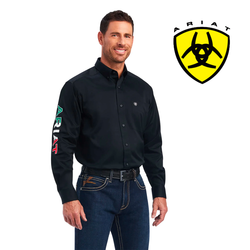 ARIAT Men's Team Logo Twill Fitted LS Shirt 10038914 – Ak'kin Footwear